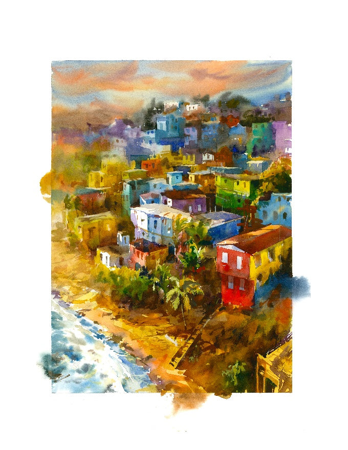 PUERTO RICO - LA PERLA, SAN JUAN - WATERCOLOR PRINT (LIMITED EDITION ...